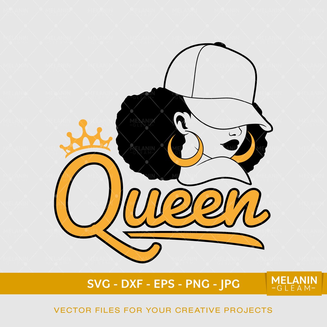 Queen Face Cap | Digital SVG - DXF - EPS - Png - Jpg | Melanin, Black ...