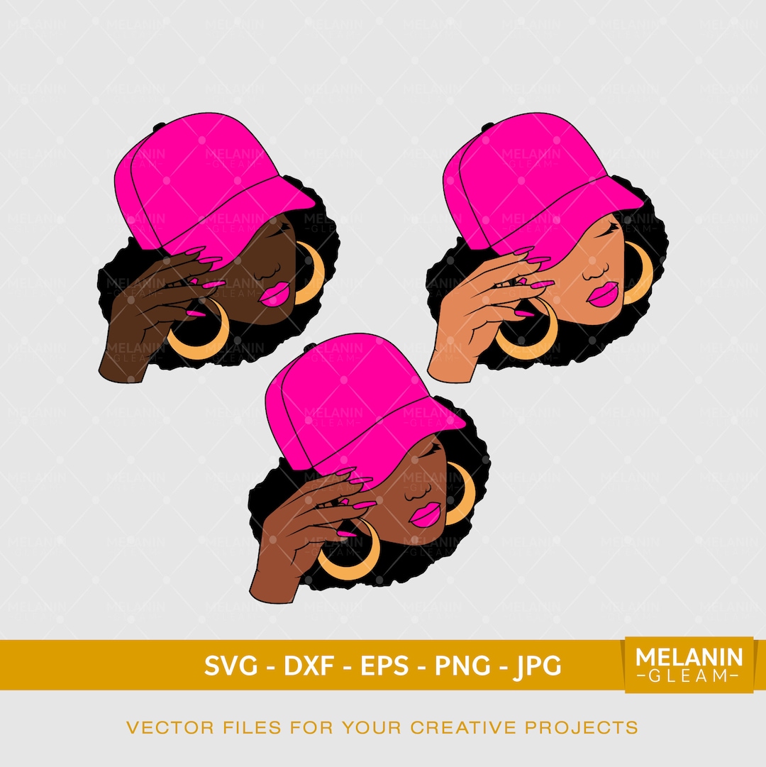 Black Afro Woman Cap, Melanin Svg, Black Woman Svg, Afro Woman Svg ...
