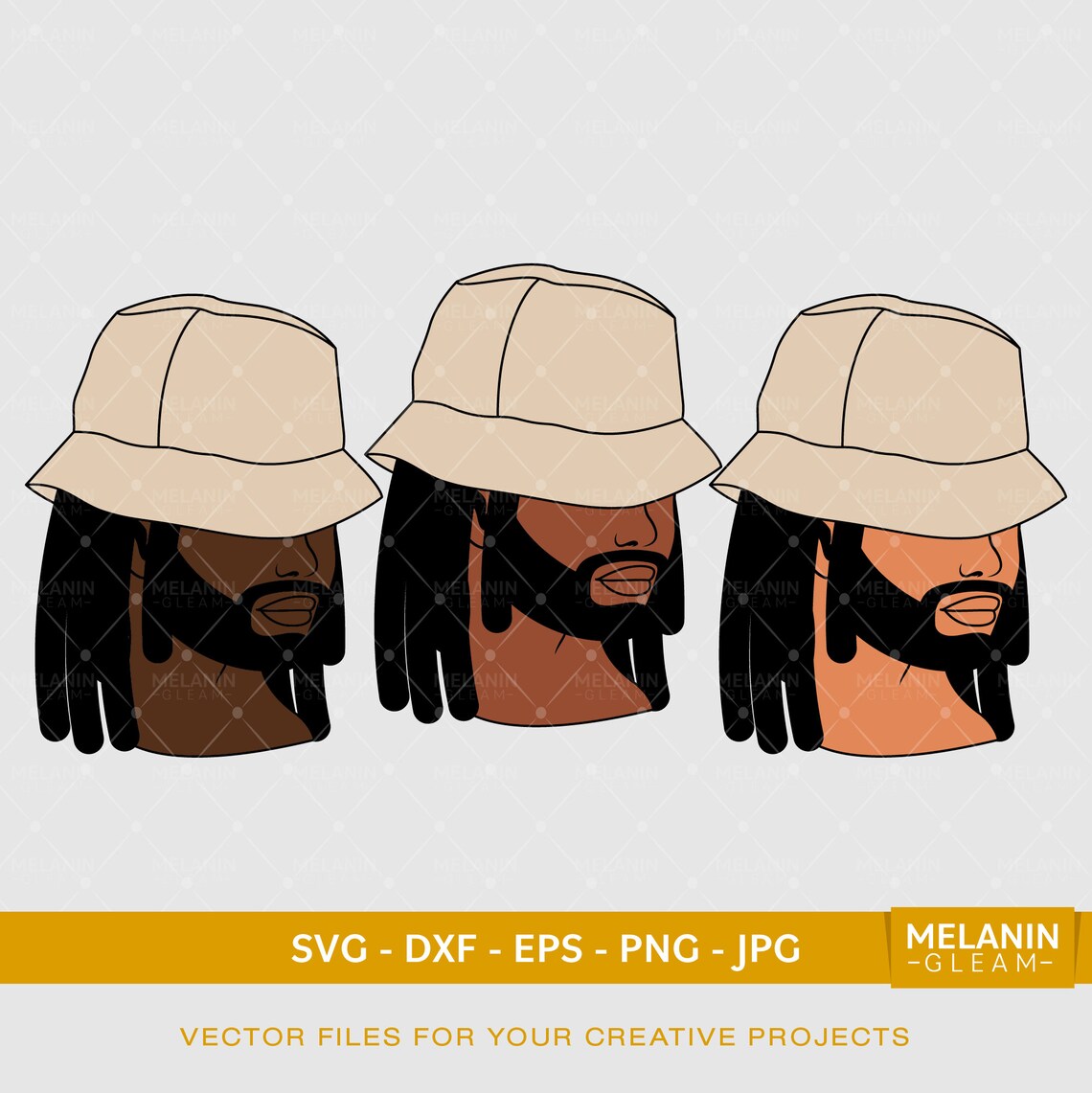 Dreadlocks Man Bucket Hat, Melanin, African American Man, Afro Man Svg ...