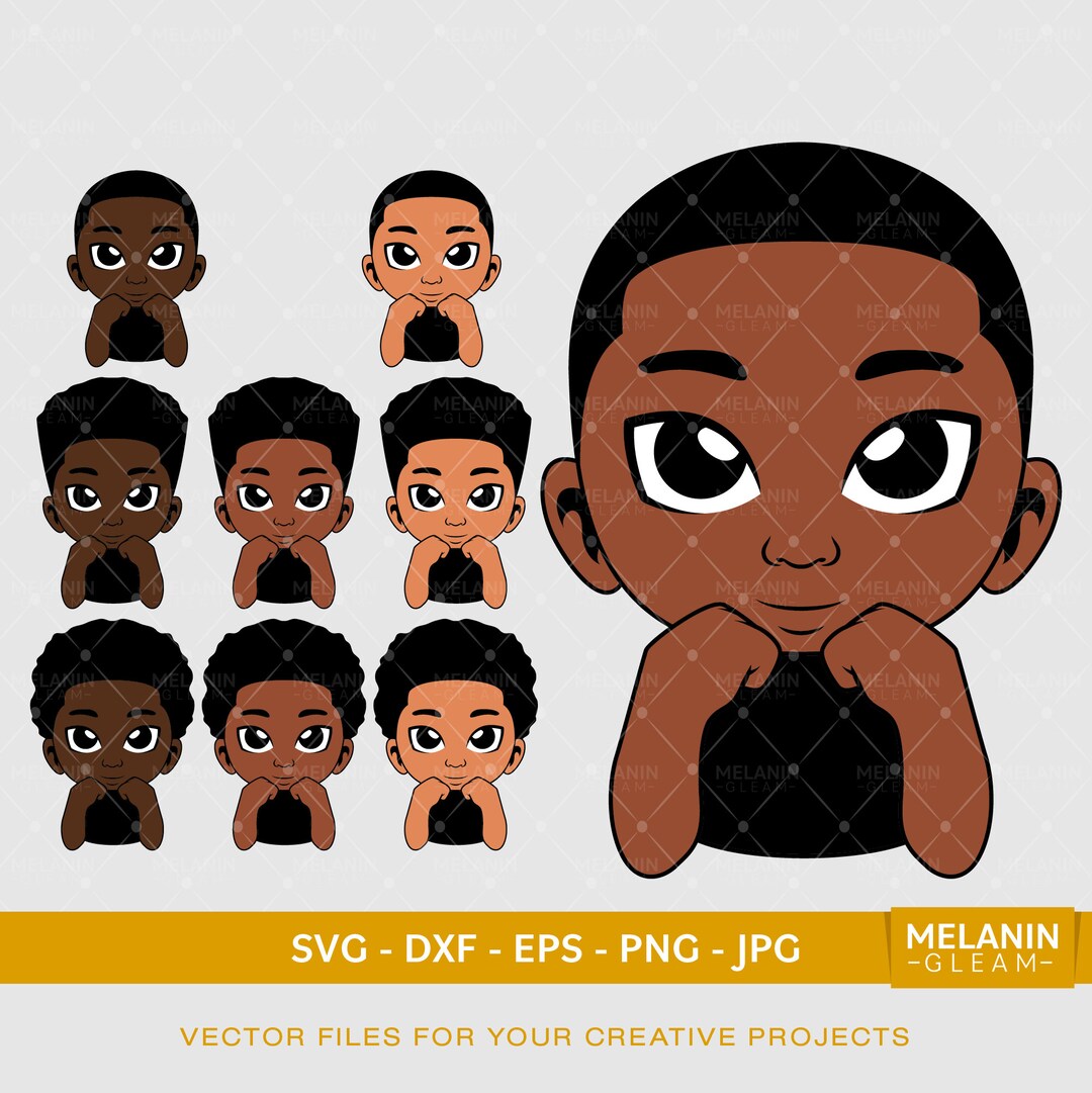 Cute Boy Bundle | Digital SVG - DXF - EPS - Png - Jpg | Melanin ...