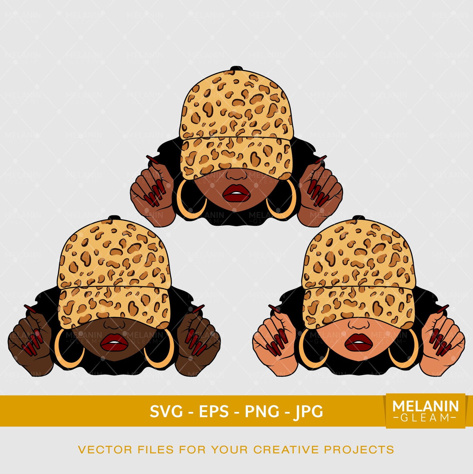 Periodt Woman Leopard Cap, Melanin, Black Woman Svg, Afro Woman Svg ...