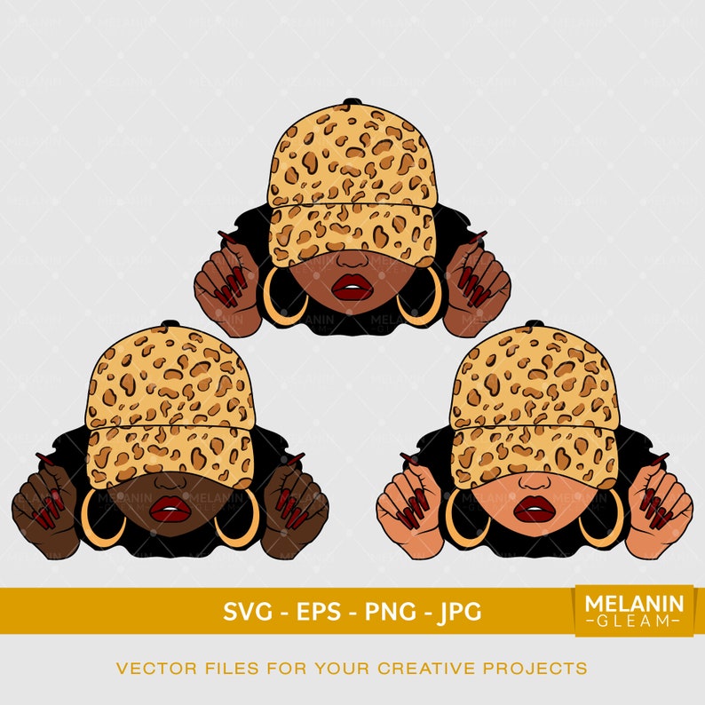 Periodt Woman Leopard Cap Melanin Black Woman Svg Afro Etsy