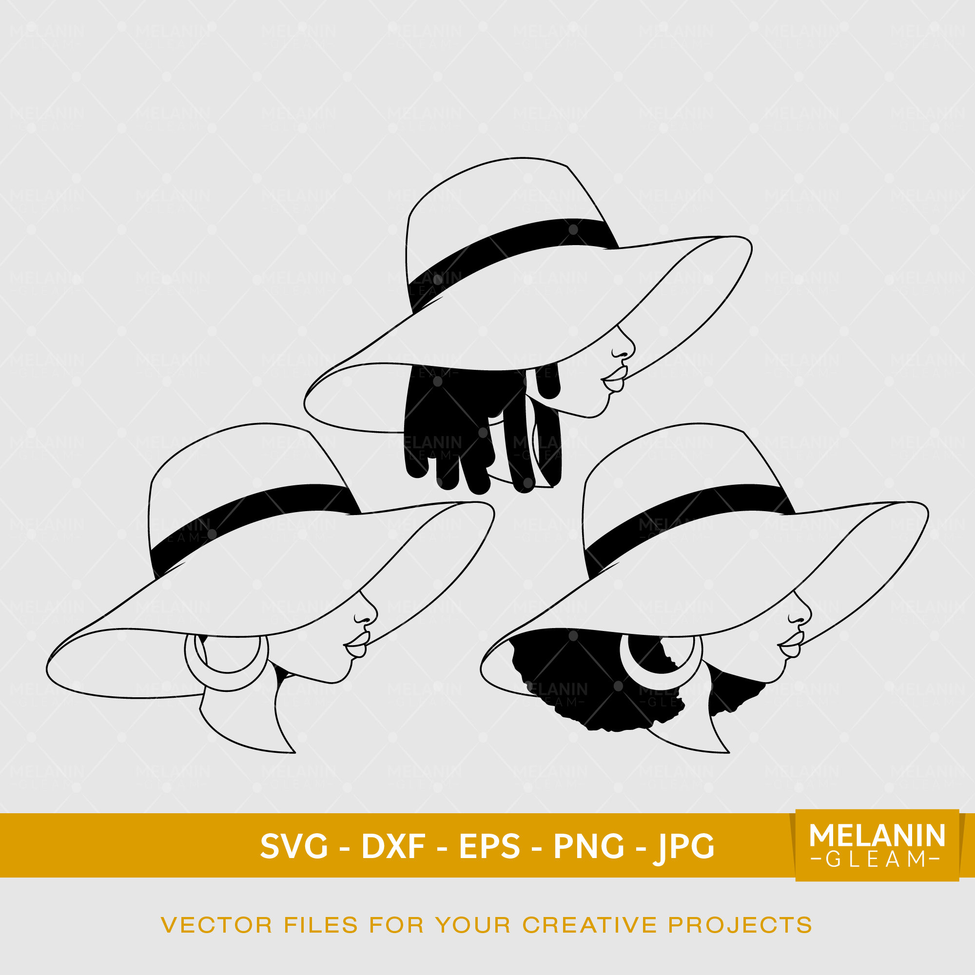 Side Woman Sun Hat Silhouette Digital SVG DXF EPS Png - Etsy