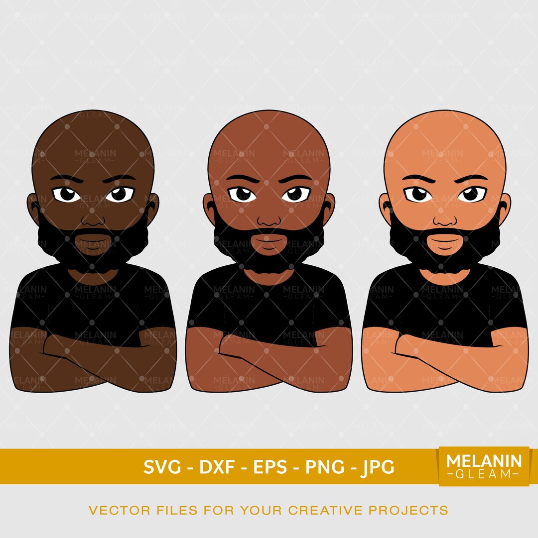 Bald Man Arms Crossed | Digital SVG - DXF - EPS - Png - Jpg | Melanin ...