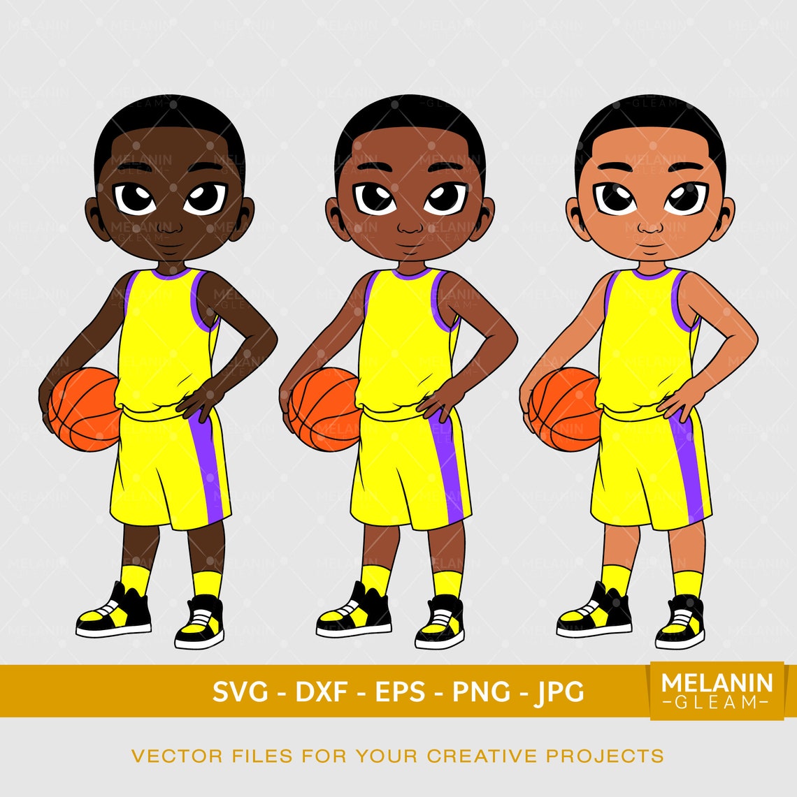 Buzz Cut Basketball Boy | Digital SVG - DXF - EPS - Png - Jpg | Melanin ...