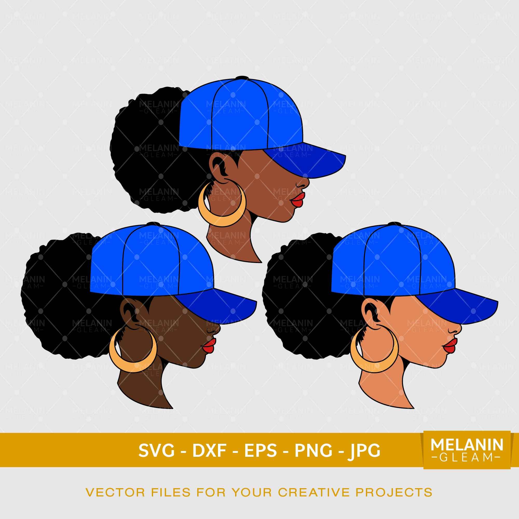 Side Afro Puff Woman Cap Digital SVG DXF EPS Png Jpg - Etsy