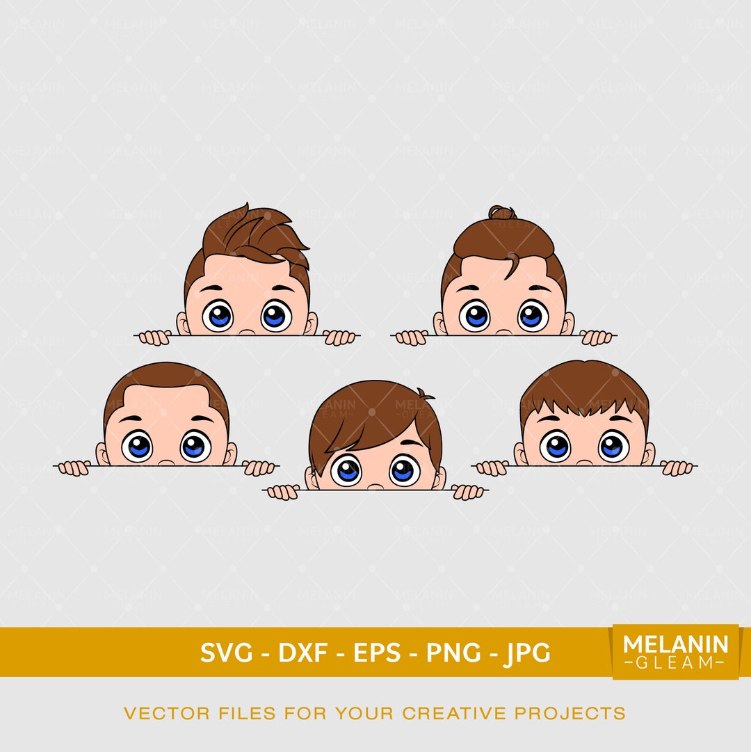 Brunet Peekaboo Boy, Peekaboo Boy Svg, Boy Mom Svg, Little Boy Clipart ...
