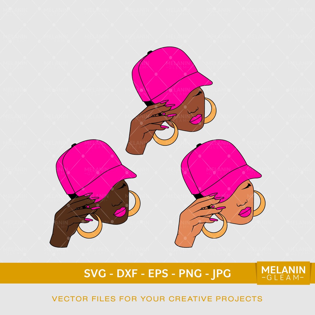 Black Woman Cap, Melanin Svg, Black Woman Svg, Afro Woman Svg, Black ...