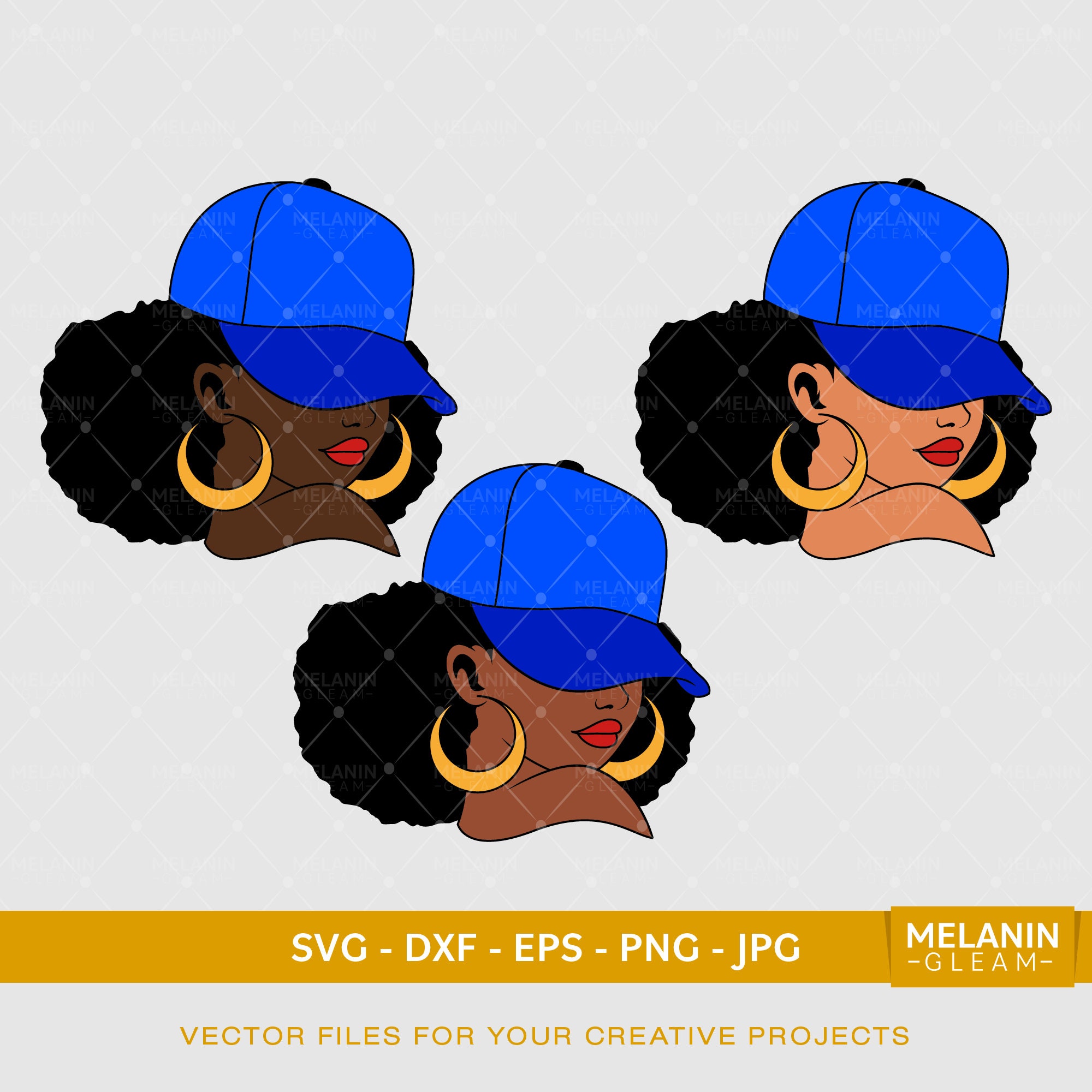 Afro Woman Cap | Digital SVG - DXF - EPS - Png - Jpg | Melanin, Black ...