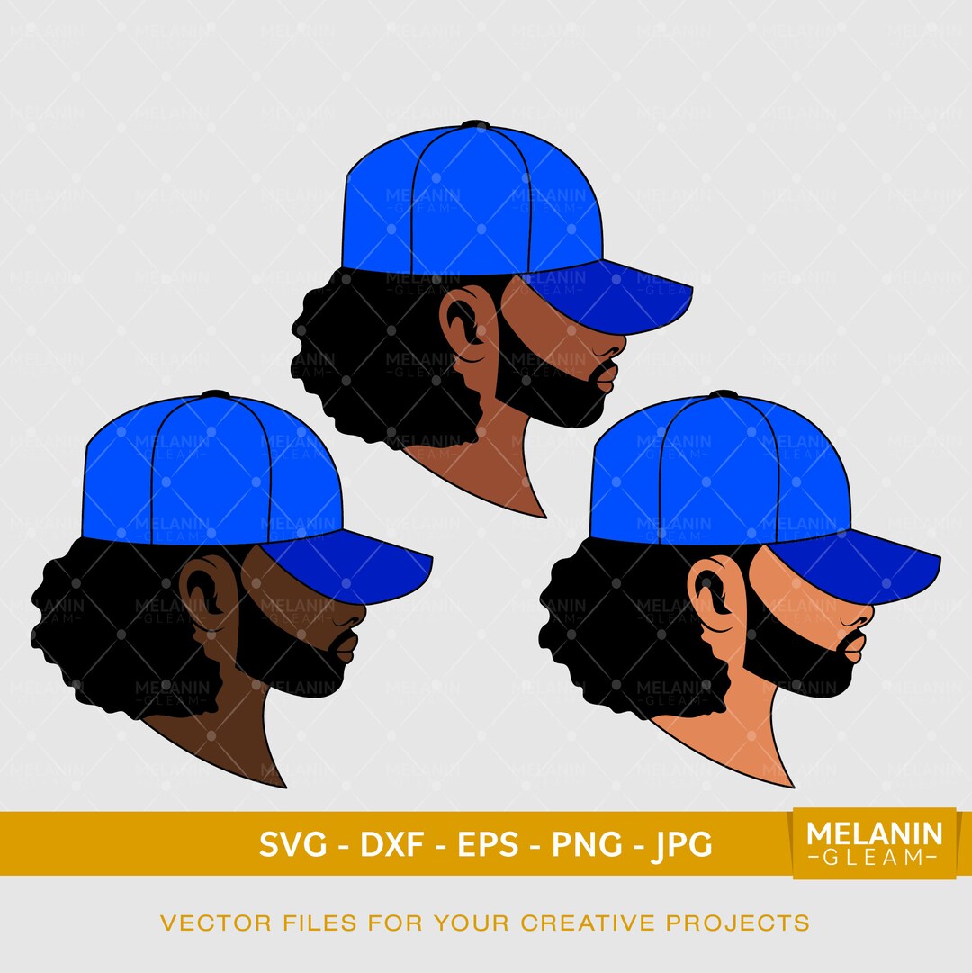 Side Afro Man Cap, Melanin Svg, African American Man, Afro Man Svg ...