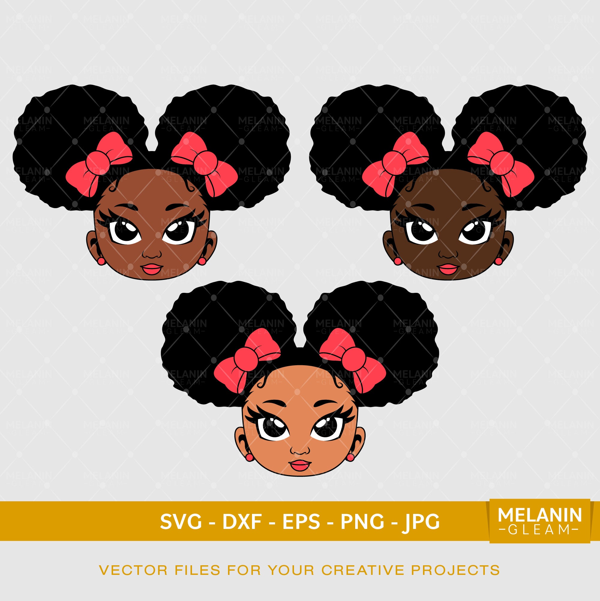 Double Afro Puff Girl | Digital SVG - DXF - EPS - Png - Jpg | Melanin ...