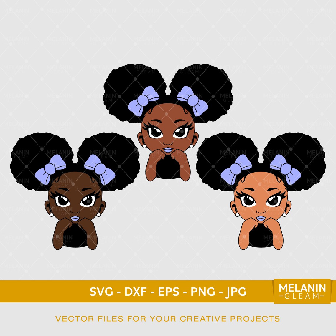 Cute Double Puff Girl | Digital SVG - DXF - EPS - Png - Jpg | Melanin ...