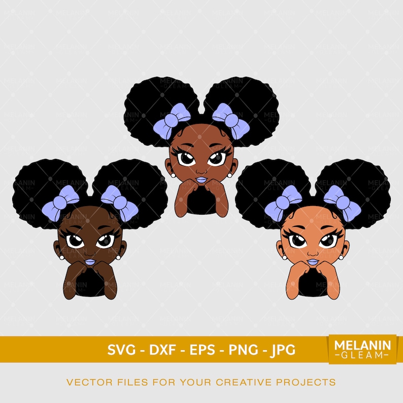 Cute Double Puff Girl Digital SVG DXF EPS Png Jpg - Etsy