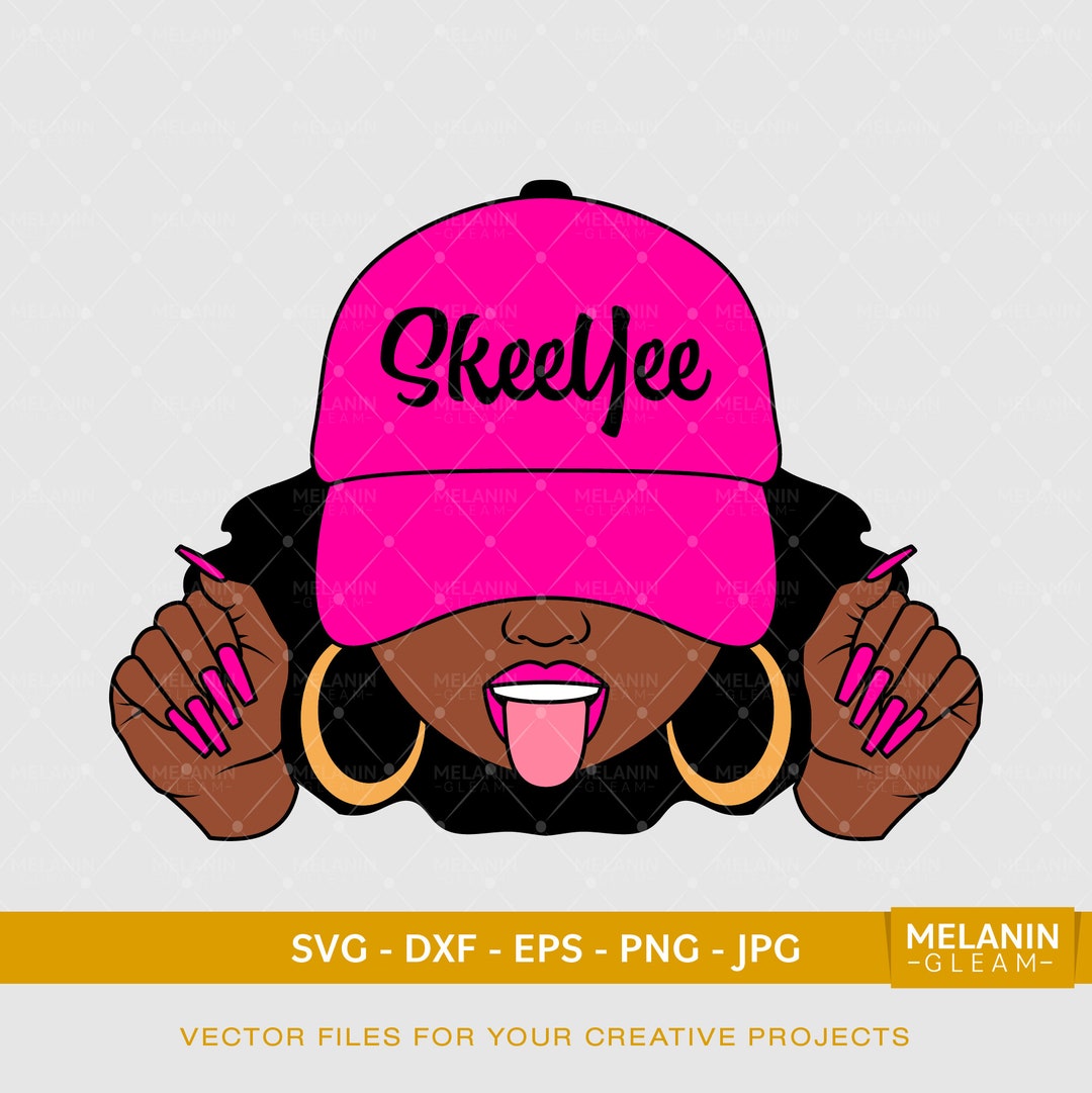 Skeeyee Woman Cap, Melanin, Black Woman Svg, Afro Woman Svg, Black Girl ...