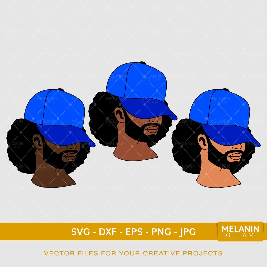 Afro Man Cap, Melanin, African American Man, Afro Man Svg, Black King ...