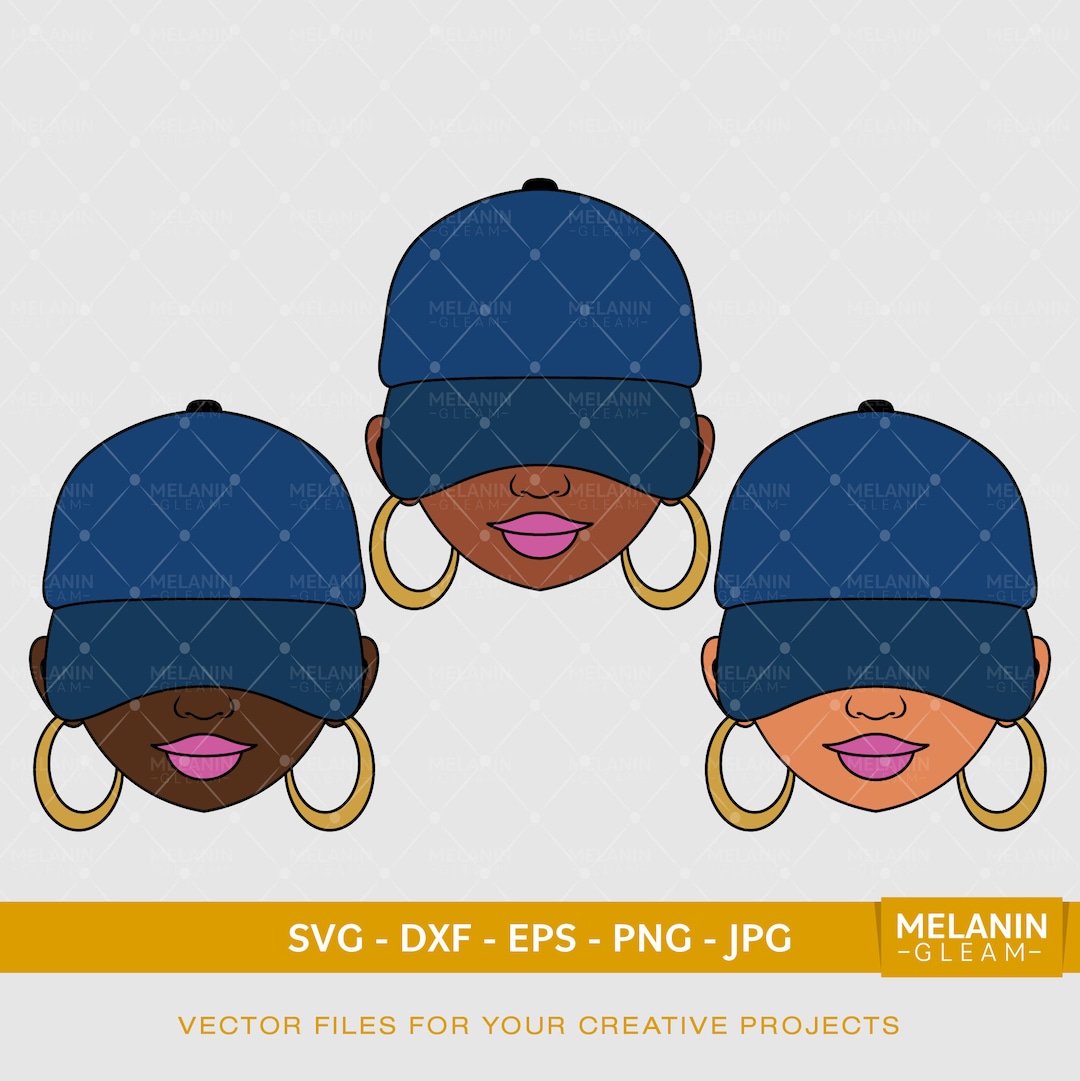 Black Woman Cap Low, Melanin Svg, Black Woman Svg, Afro Woman, Black ...