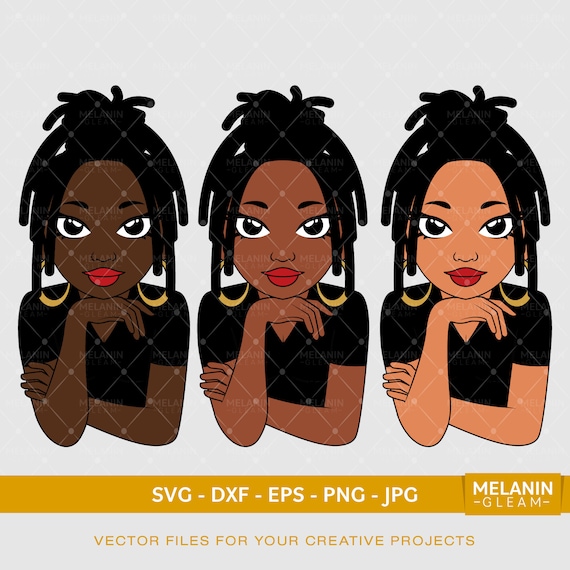 Relaxed Locs Woman Digital SVG DXF EPS Png Jpg - Etsy