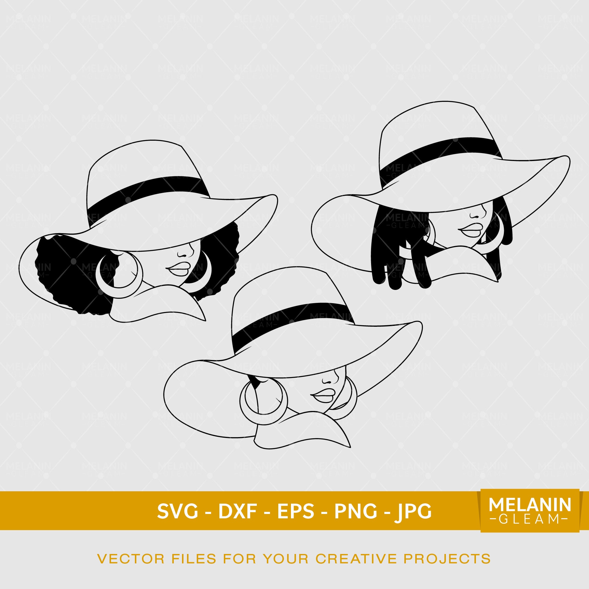 Sun Hat Woman Silhouette Melanin Black Woman Svg Afro - Etsy