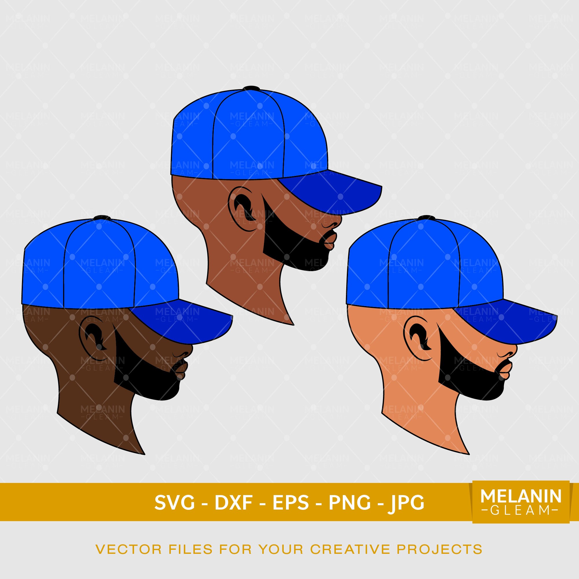 Side Bald Man Cap Melanin Svg African American Man Afro Man - Etsy