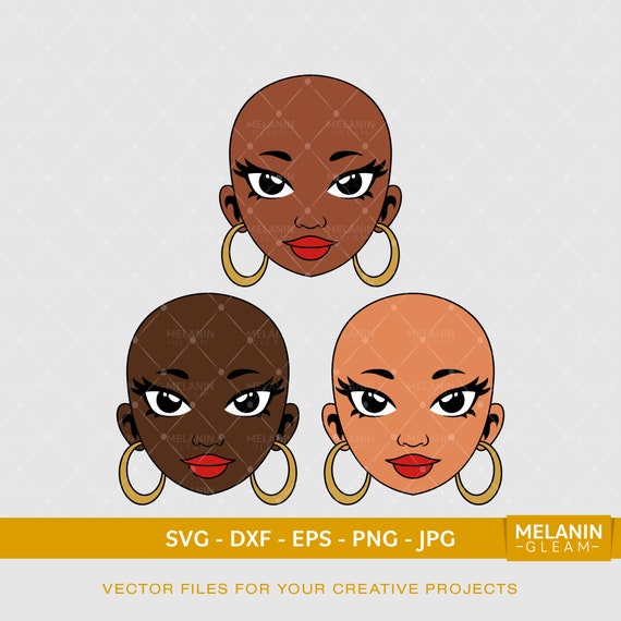 Bald Black Woman Digital SVG DXF EPS Png Jpg | Etsy