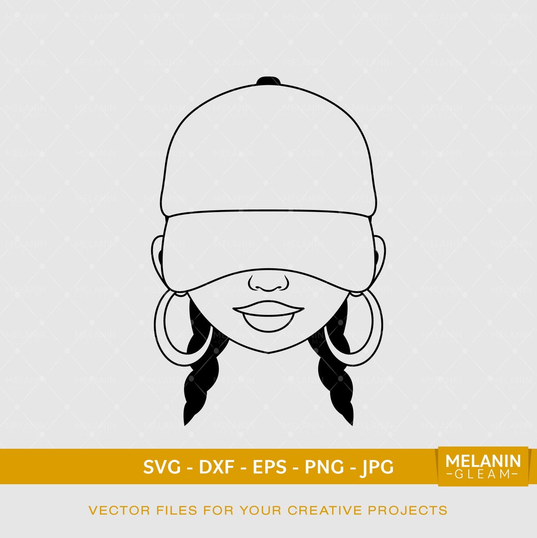 Braid Cap Black Woman Outline, Melanin, Black Woman Svg, Afro Woman ...