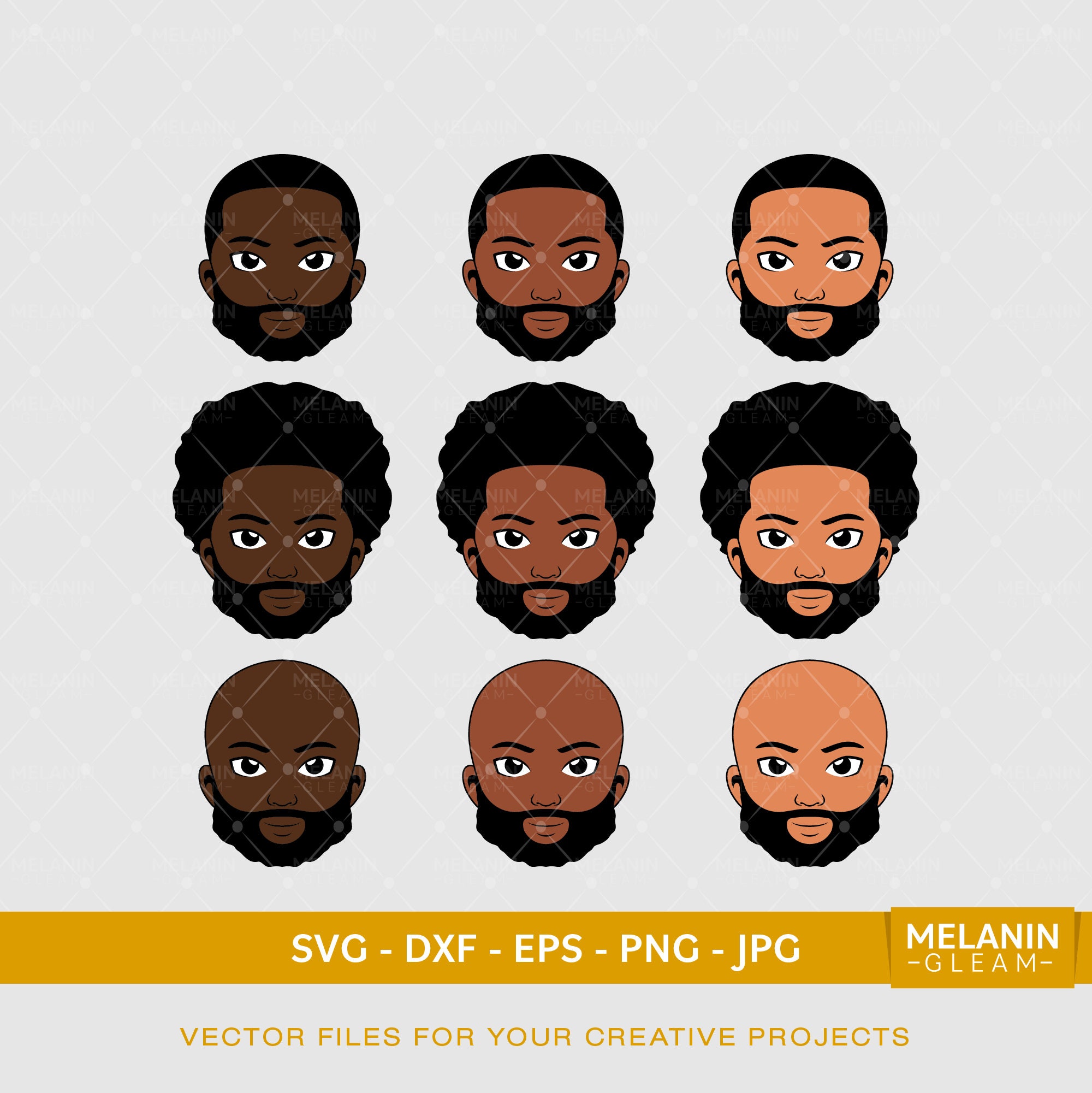 Afro Man Bundle Digital SVG DXF EPS Png Jpg - Etsy
