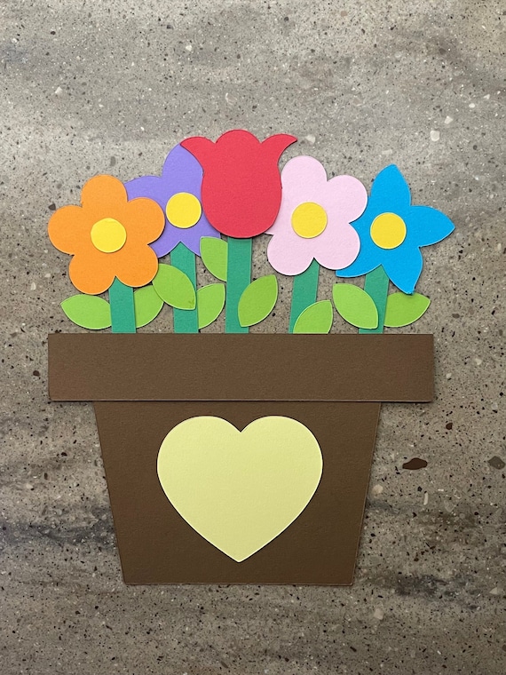 Flower Basket Craft Kitcardstock Paper Craft for Kids May - Etsy