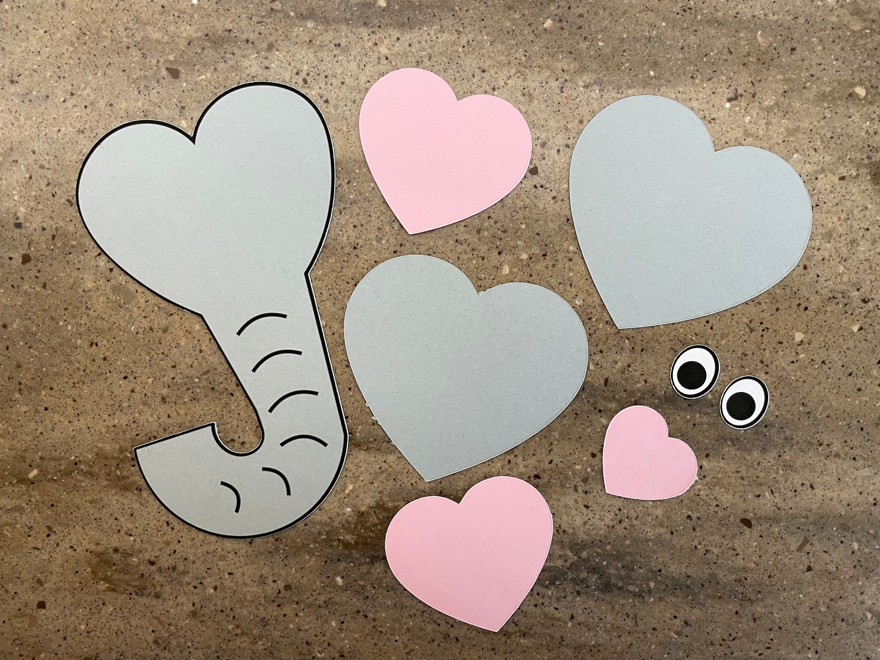 Valentine's Day Elephant Heart Craft Kit--cardstock Paper Craft for ...