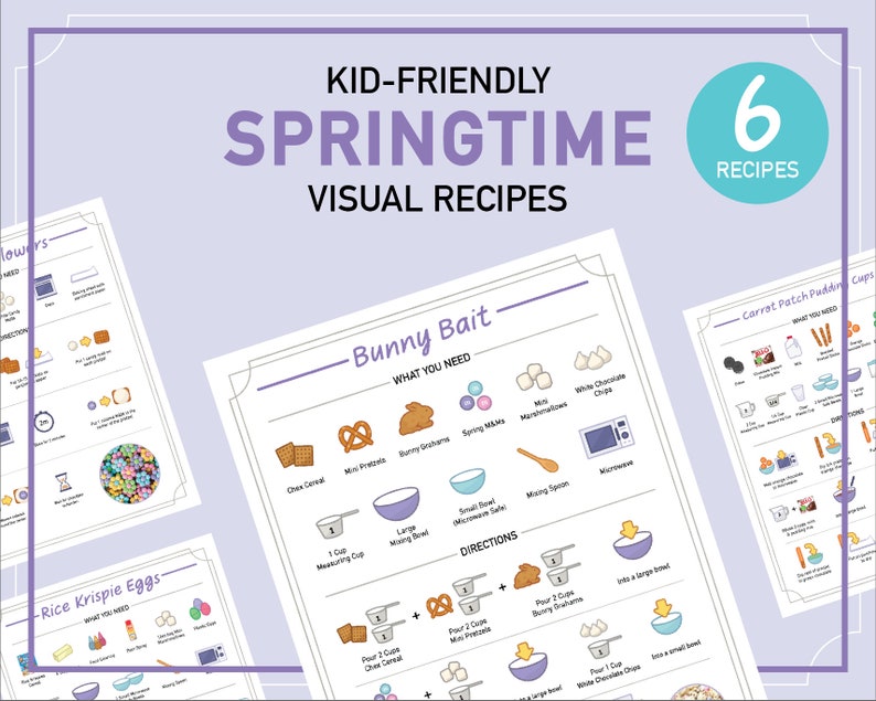 Spring/easter Visual Recipes for Kids - Etsy