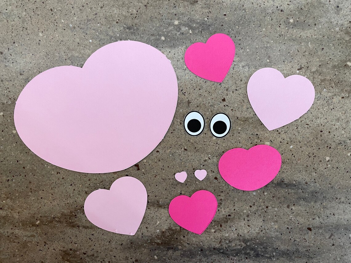 Valentine's Day Pig Heart Craft Kit--cardstock Paper Craft for Kids - Etsy