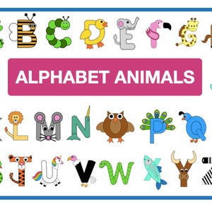Digital Alphabet Animals - ABC Animals - Animal Alphabet - ABC Crafts ...