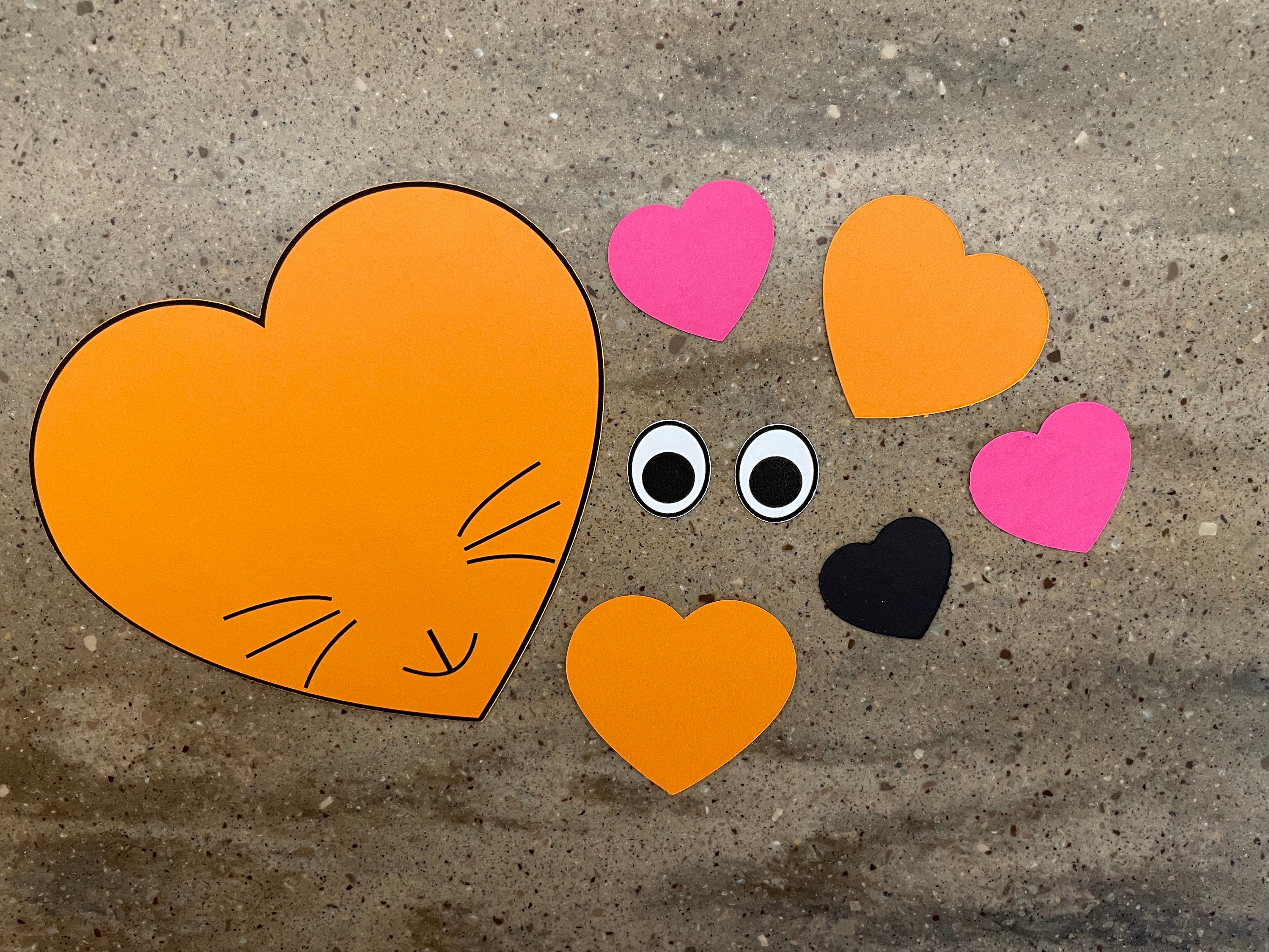 Valentine's Day Cat Heart Craft Kit--cardstock Paper Craft for Kids - Etsy
