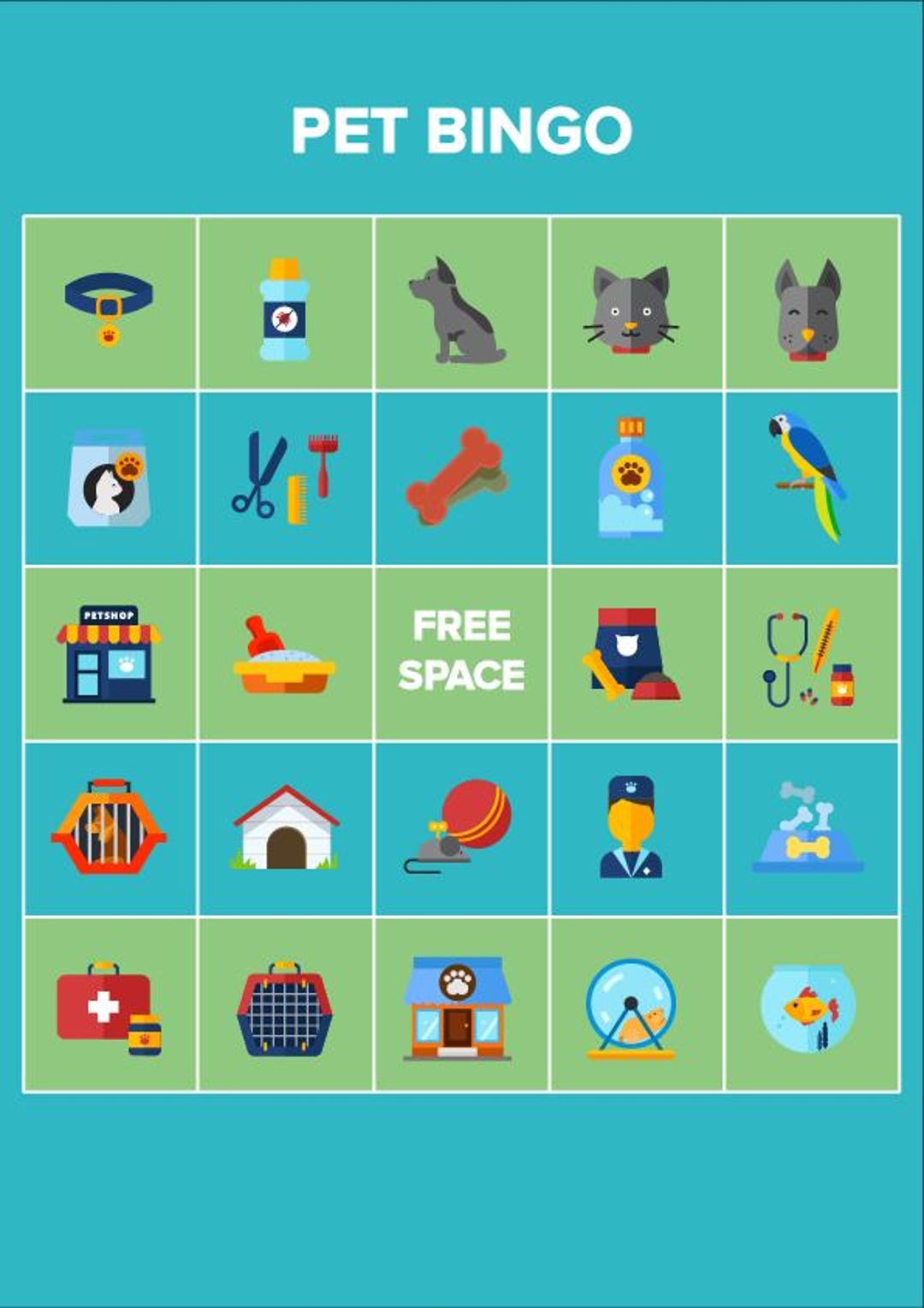 Pet Bingo Game for Kids | 20 Boards + Call Sheet | A4 Printable PDF ...