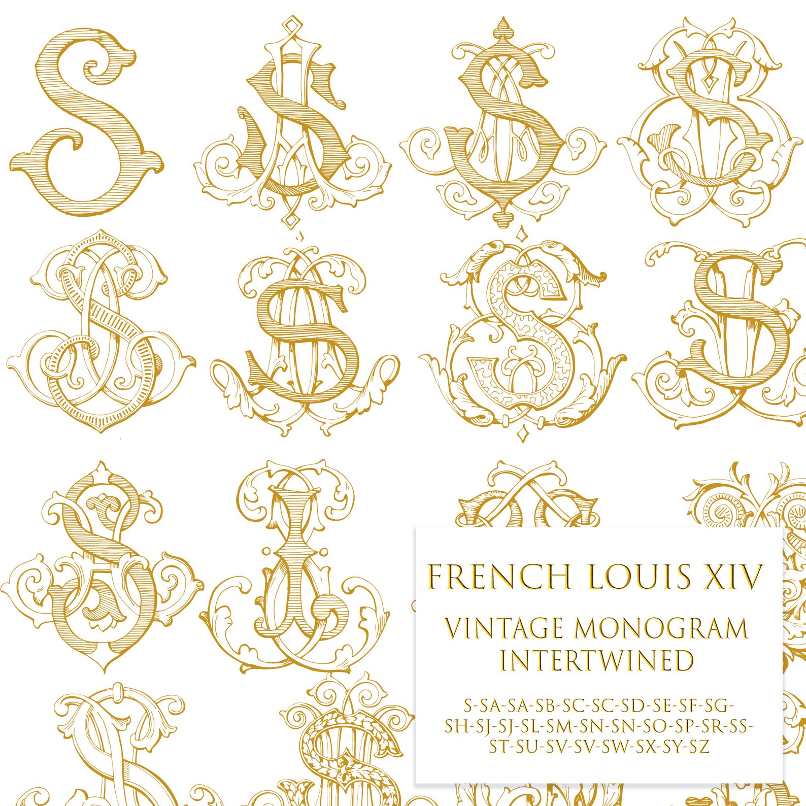 FRENCH LOUIS Monograms,vintage Monogram,monogram Svg,intertwined ...