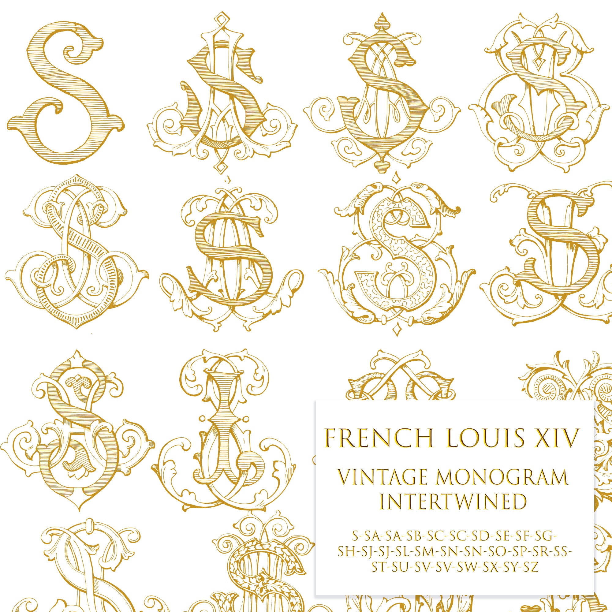 FRENCH LOUIS Monograms,vintage Monogram,monogram Svg,intertwined ...