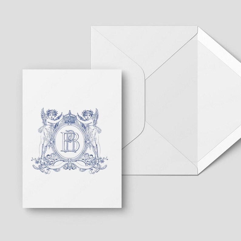 Vintage Angel Monogram Logo: Two-letter Wedding Crest (PDF-PNG) - Etsy