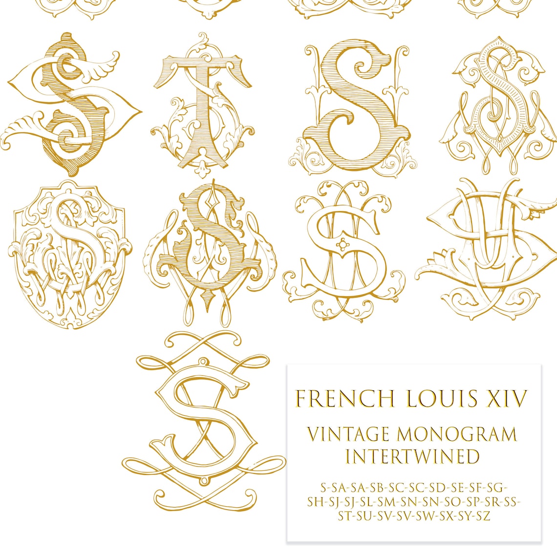 FRENCH LOUIS Monograms,vintage Monogram,monogram Svg,intertwined ...