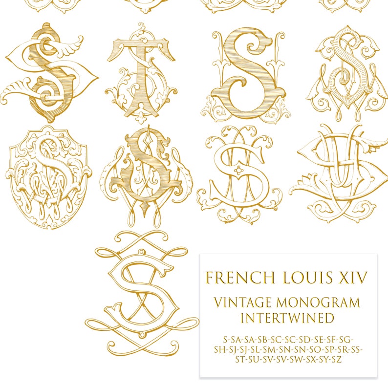 FRENCH LOUIS Monograms,vintage Monogram,monogram Svg,intertwined ...