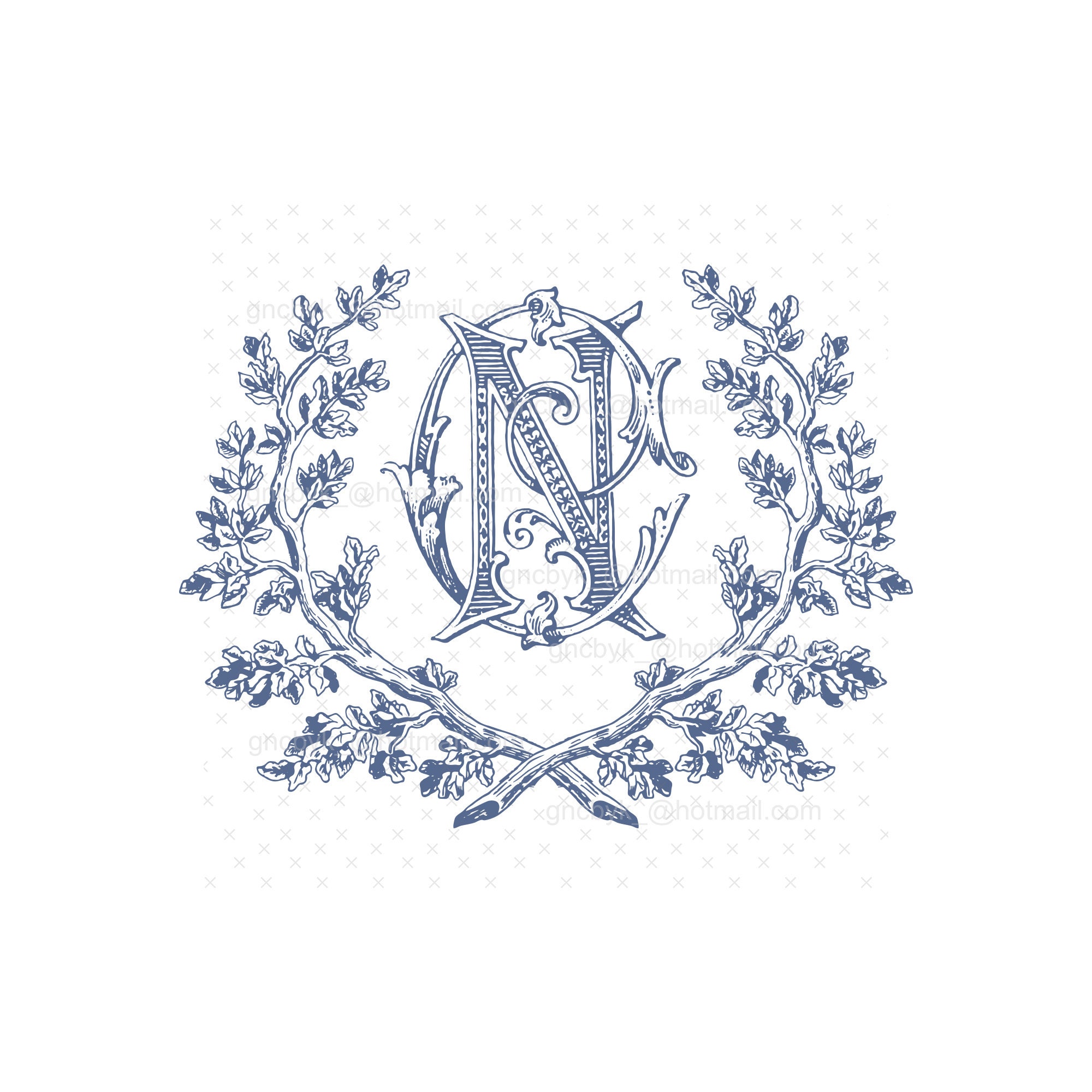 Oak Wreath Design,c-n Monogram,laurel Wreath Design,monogram Logo,two ...