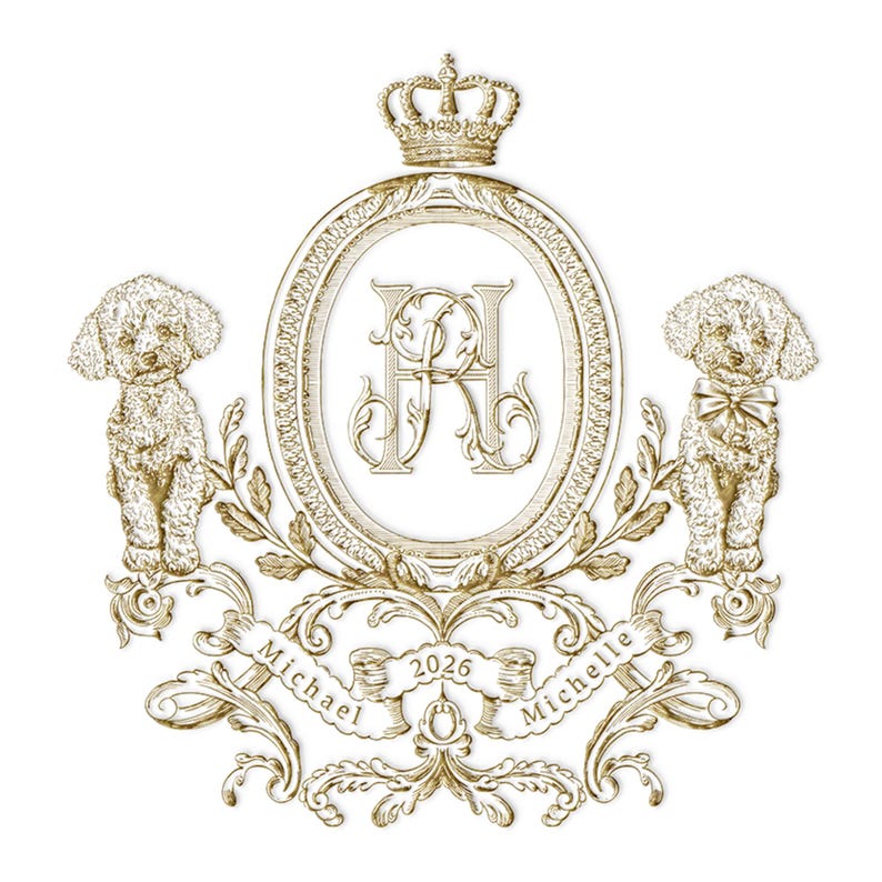 Custom Dog Toy Poodle Wedding Crest Logo: Vintage Monogram (PDF, PNG ...