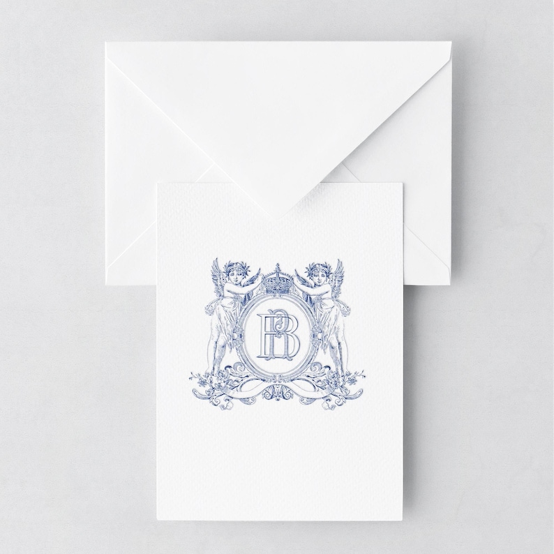 Vintage Angel Monogram Logo: Two-letter Wedding Crest (PDF-PNG) - Etsy