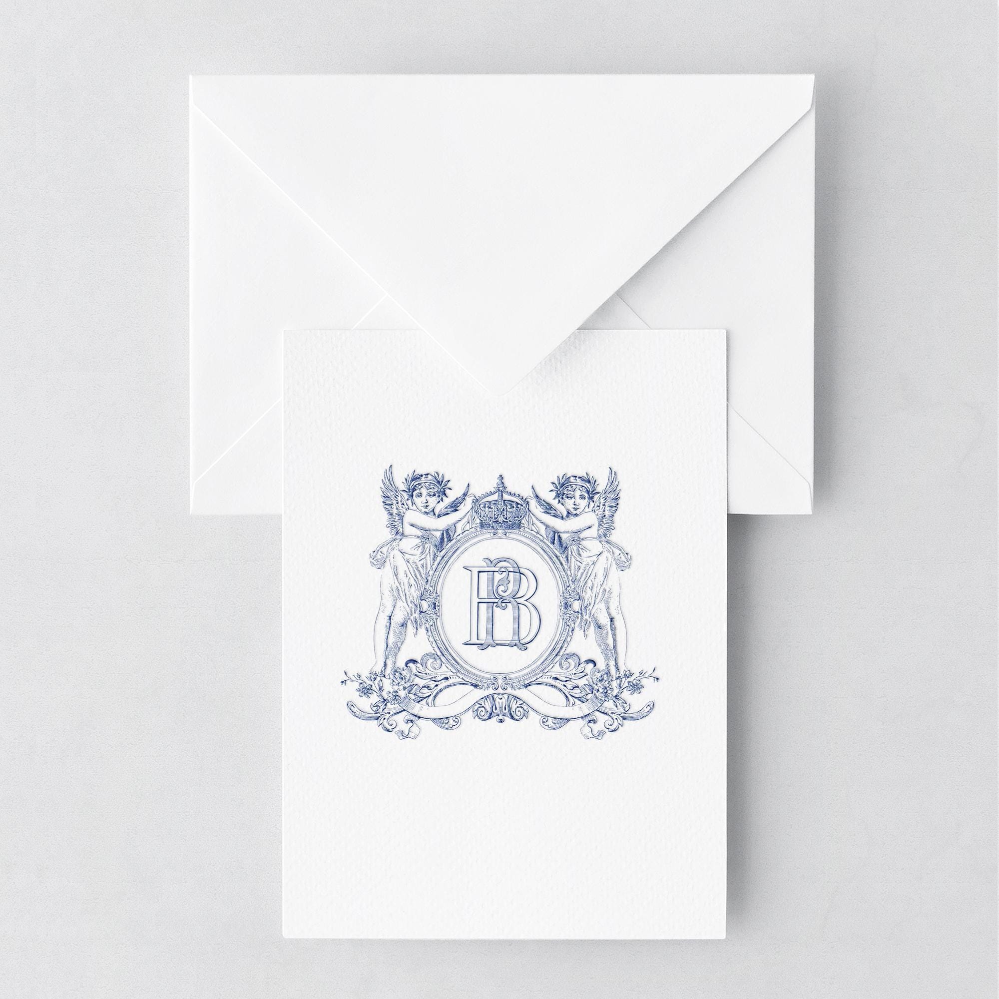 Vintage Angel Monogram Logo: Two-letter Wedding Crest (PDF-PNG) - Etsy