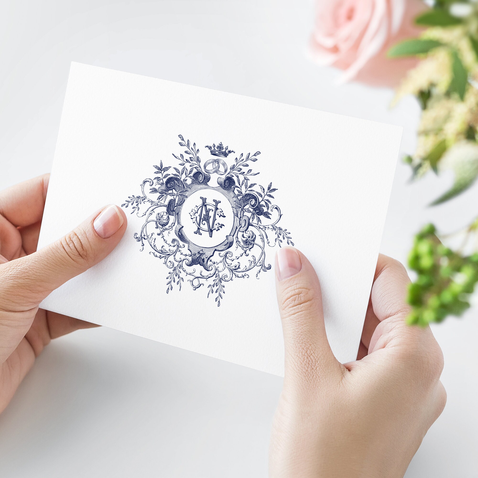 Vintage N-C Interlocked Monogram: Blue Wedding Logo (digital Download ...