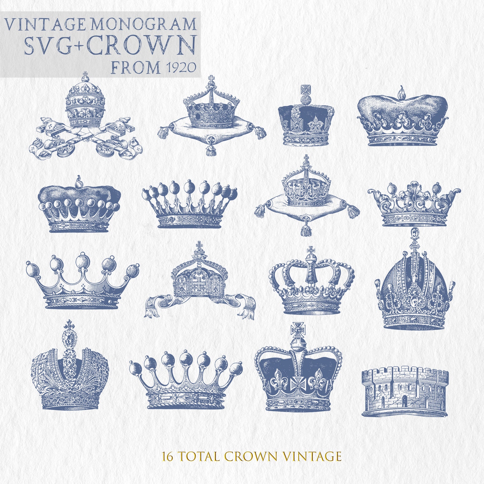 Vintage Monogram Crown,crowns Sheet,1920 From,svg,pdf,eps,vintage ...