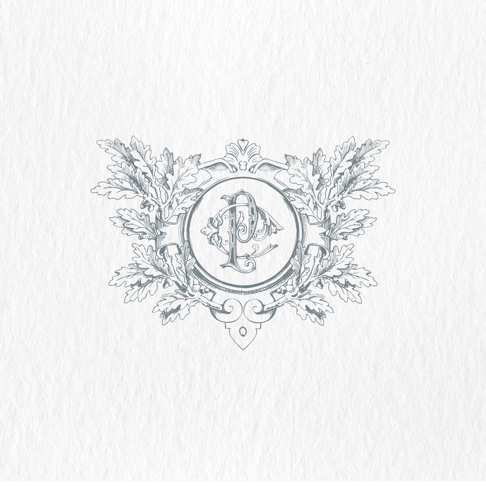 Oak Wreath Design,c-p Monogram,laurel Wreath Design,monogram Logo,two ...