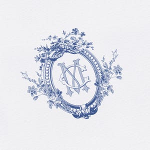 Vintage Floral Monogram Logo: Custom Two-letter Crest (PDF-PNG) - Etsy