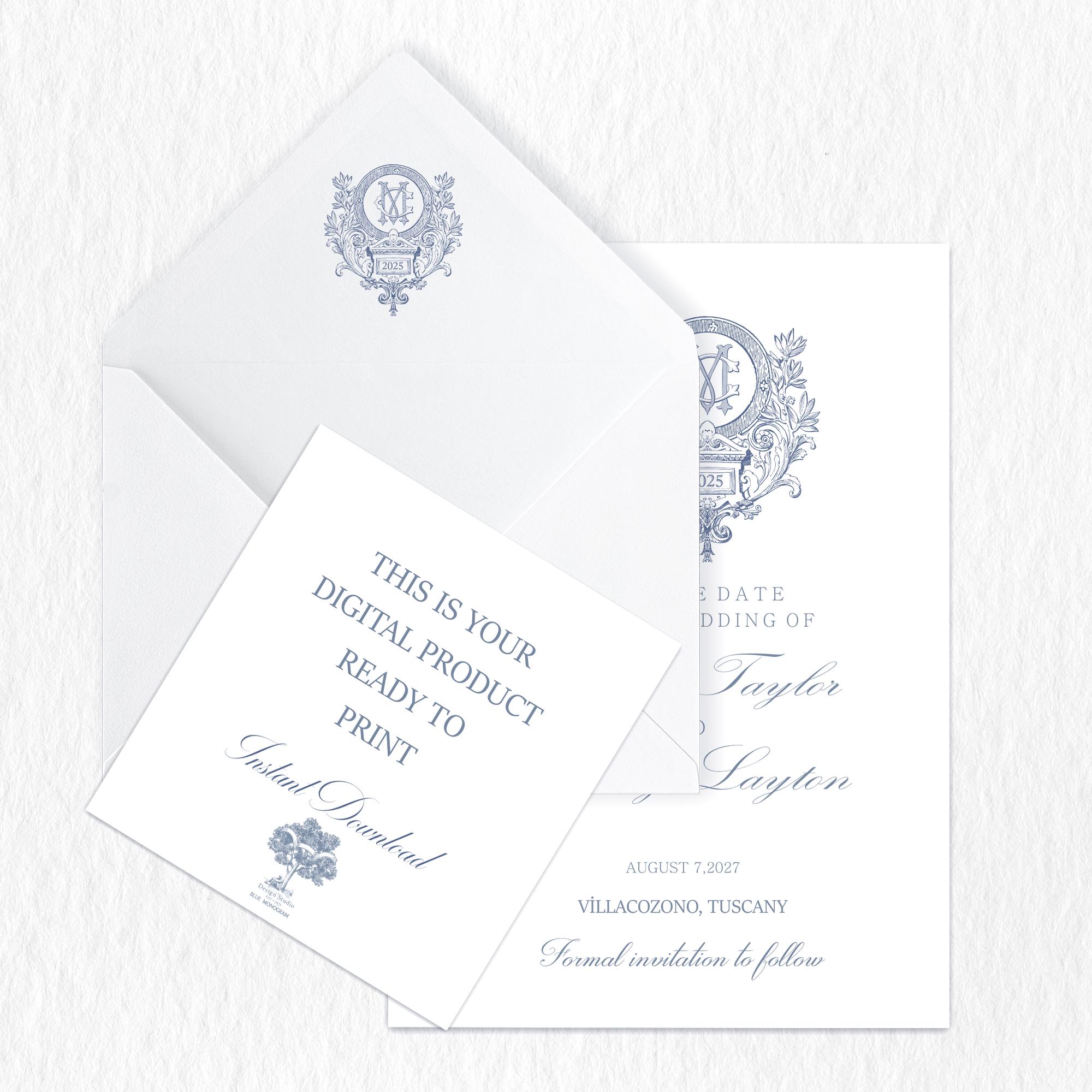 Vintage Wedding Crest: Editable Two-letter Monogram (SVG, PNG) - Etsy