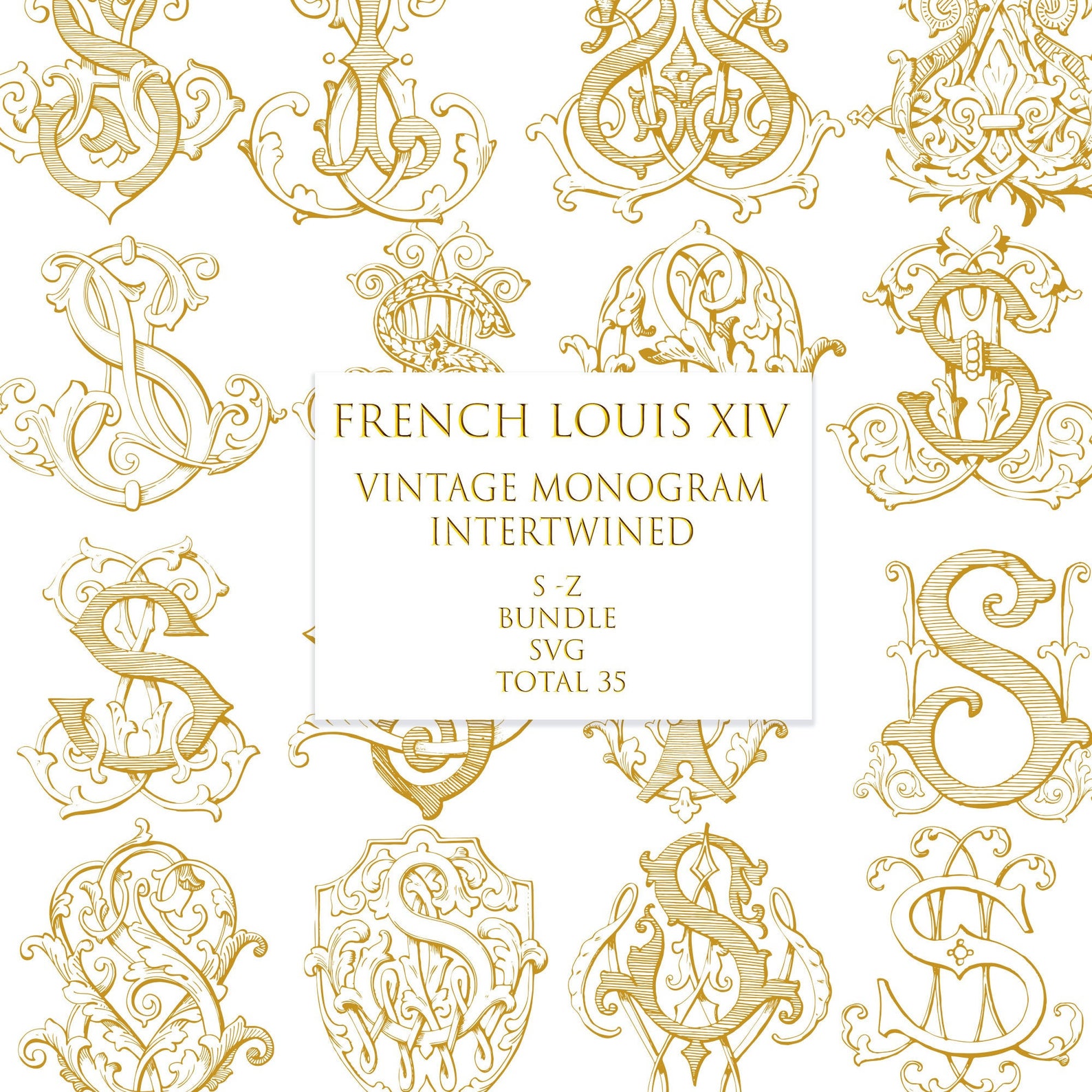 FRENCH LOUIS Monograms,vintage Monogram,monogram Svg,intertwined ...