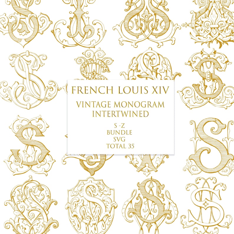 FRENCH LOUIS Monograms,vintage Monogram,monogram Svg,intertwined ...