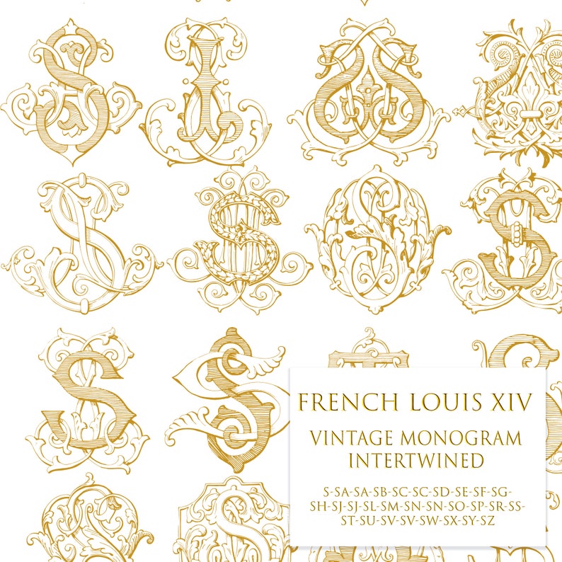 FRENCH LOUIS Monograms,vintage Monogram,monogram Svg,intertwined ...